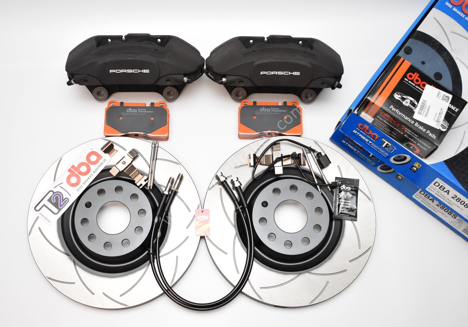 MQB Brake Kit Porsche Macan Brembo 4pot DBA 345x30mm Slotted discs NEW