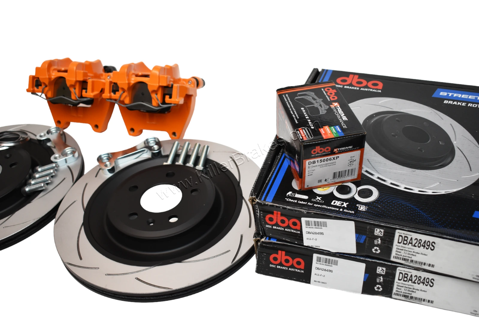 Rear brake upgrade Calipers and 356x22mm DBA Slotted Brake Discs Golf 5 ...